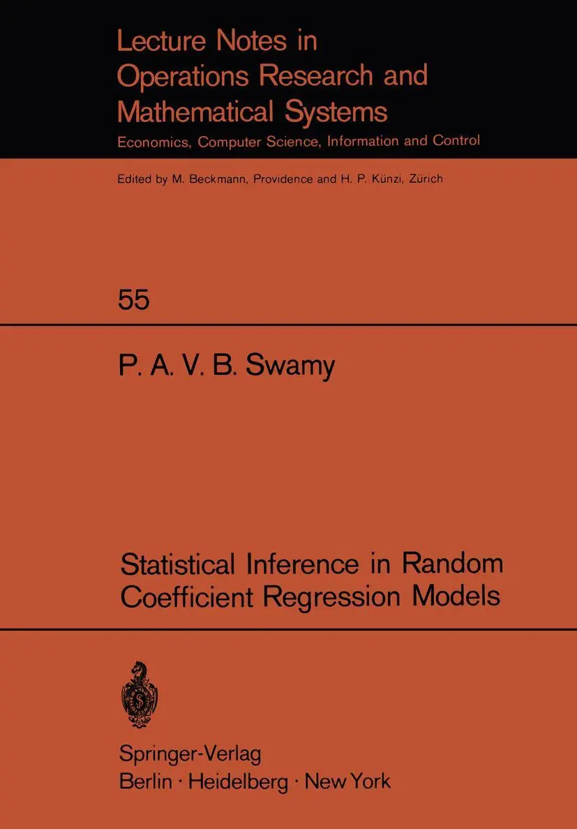 Statistical Inference in Random Coefficient Regression Models - P.A.V.B. Swamy - (ISBN ...