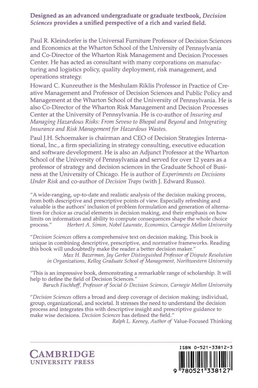 Decision Sciences - Paul R. (Anheuser Busch Professor of Management ...