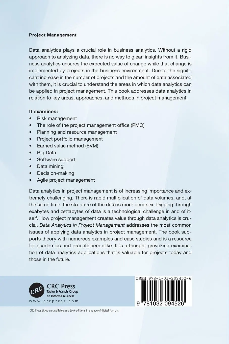 Data Analytics in Project Management - (ISBN: 9781032094526) | De Slegte
