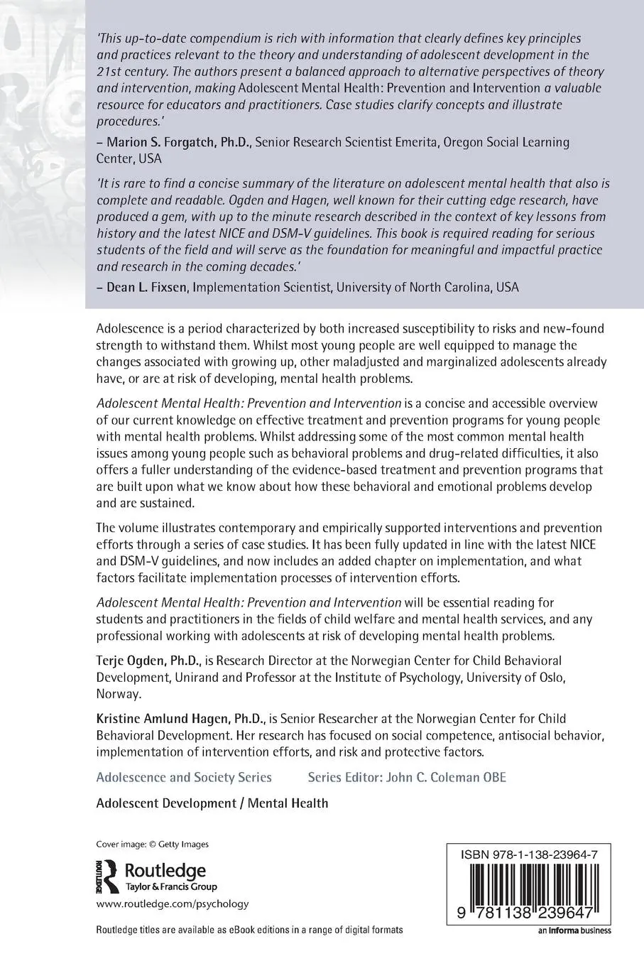 Adolescent Mental Health - Terje Ogden, Kristine Amlund (Chq 3461 ...