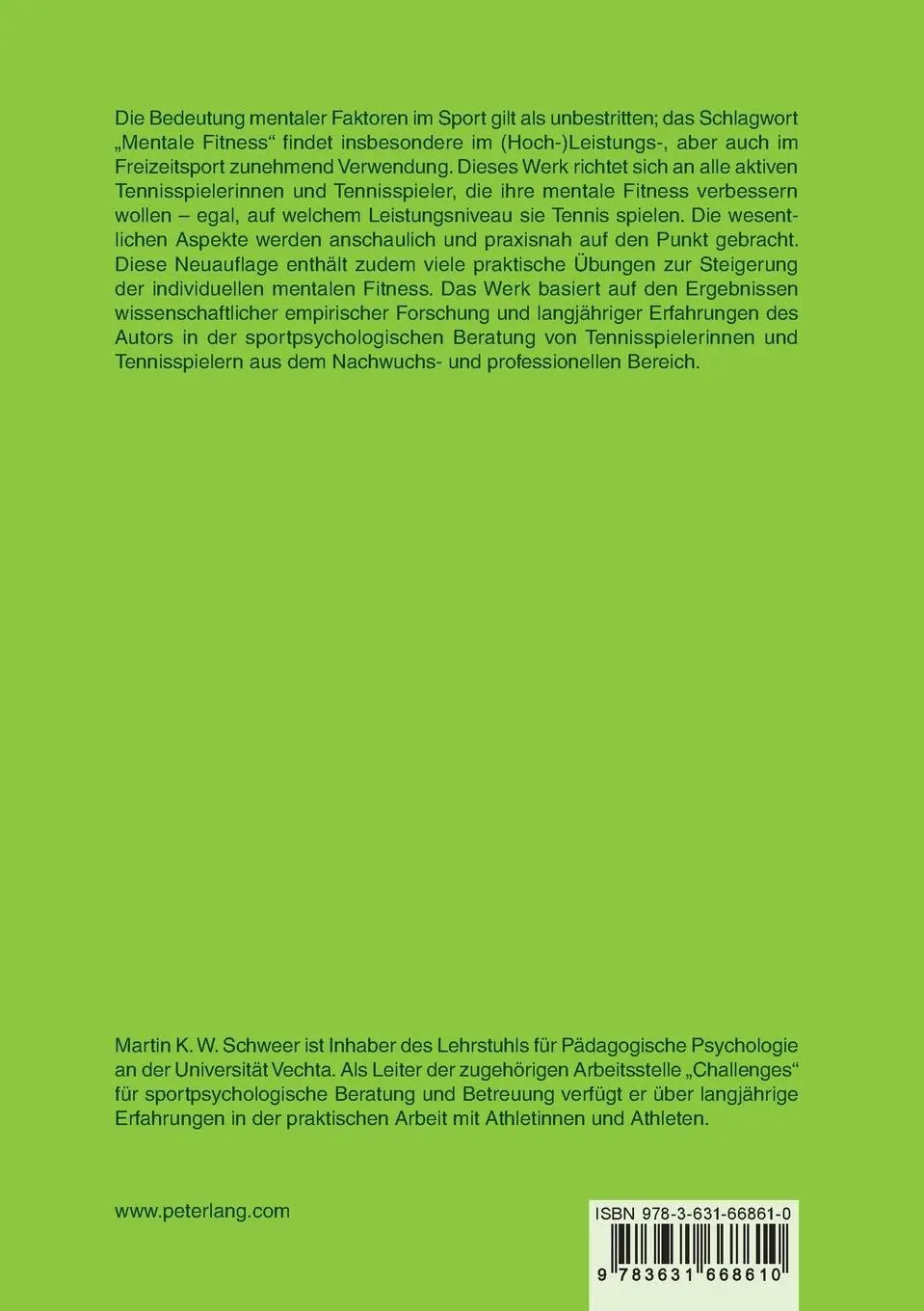 Mentale Fitness im Tennis - Martin K W Schweer - (ISBN: 9783631668610 ...